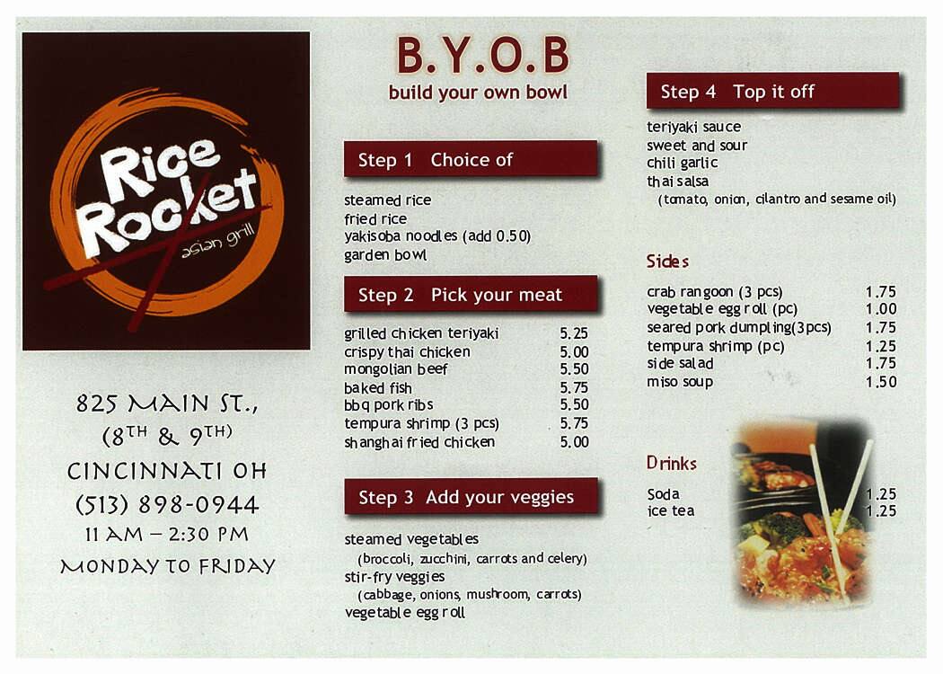 Rice Rocket Asian Grill Menu, Menu for Rice Rocket Asian Grill ...