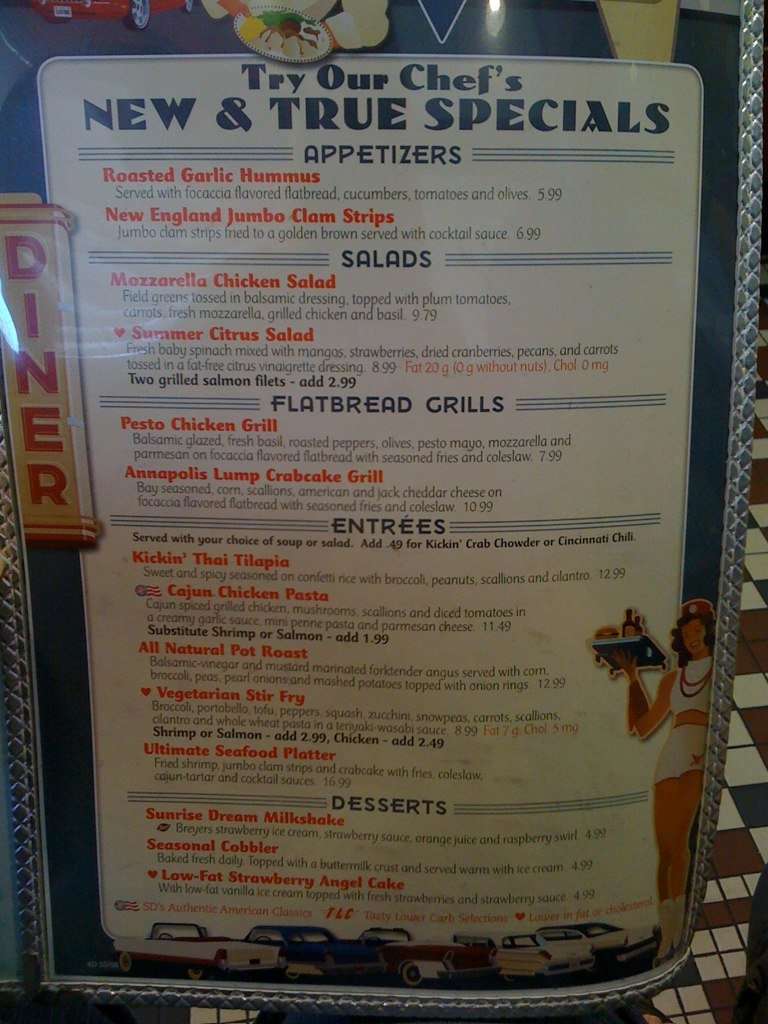Menu at Silver Diner restaurant, Tuckahoe