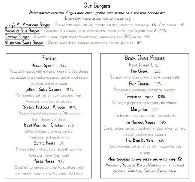 Menu at Rock House Eatery steakhouse, Guntersville
