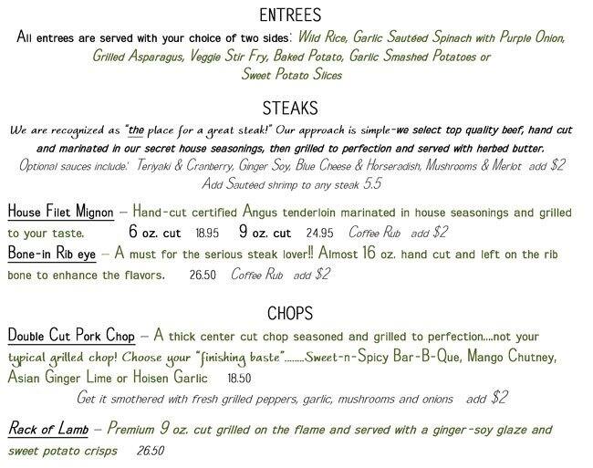 Menu at Rock House Eatery steakhouse, Guntersville