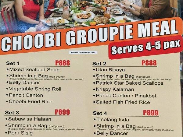 Menu at Choobi choobi restaurant, Mandaue City, Parkmall