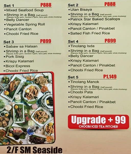 Menu at Choobi choobi restaurant, Mandaue City, Parkmall