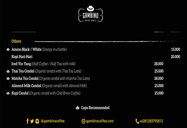 Menu at Gambino Cold Brew Coffee cafe, South Jakarta, Kota Kasablanka ...