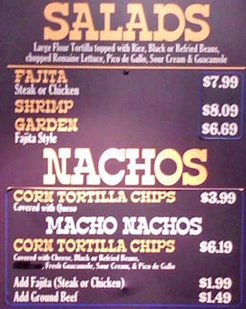 Menu at Cilantro's restaurant, Houston, 5 Greenway Plaza