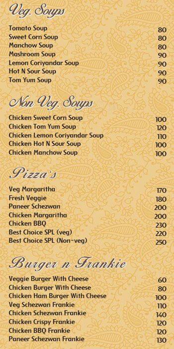 Menu at Best Choice, Dombivli