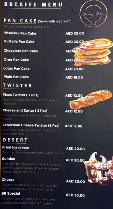 Menu of Bakery Bites Cafe, Al Karama, Dubai