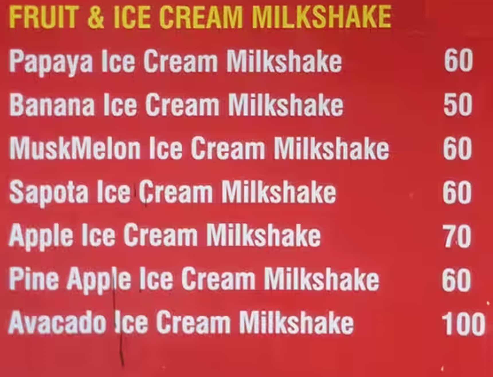 Menu of The Juice Cafe, Madhapur, Hyderabad