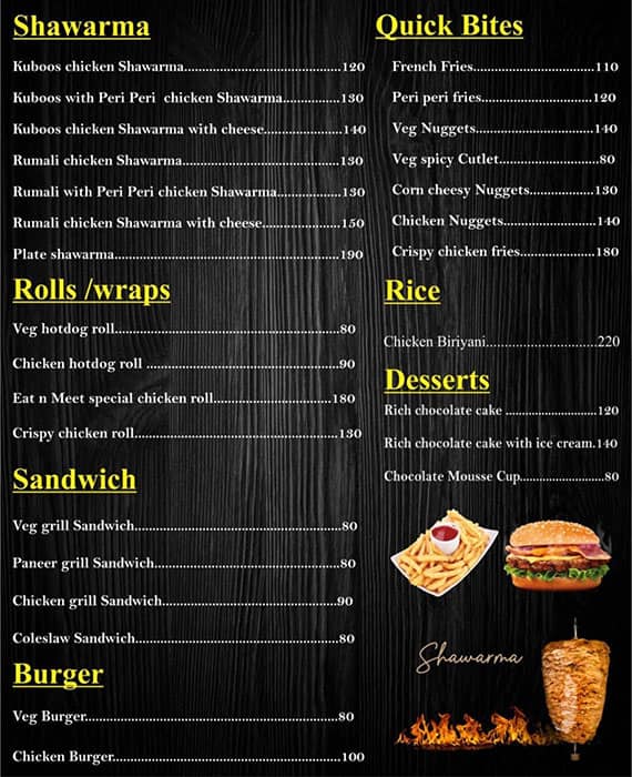 Menu of Eat N Meet, Yelahanka, Bangalore