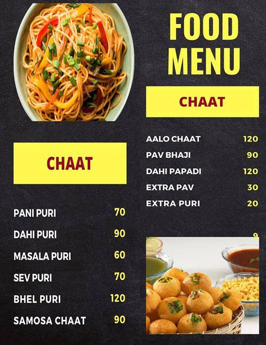Menu of Chatories Chaat & Chinese Corner, Tolichowki, Hyderabad