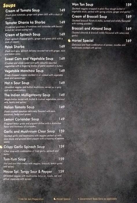 Menu at The Morsel Restaurant, Vadodara, 1st Floor