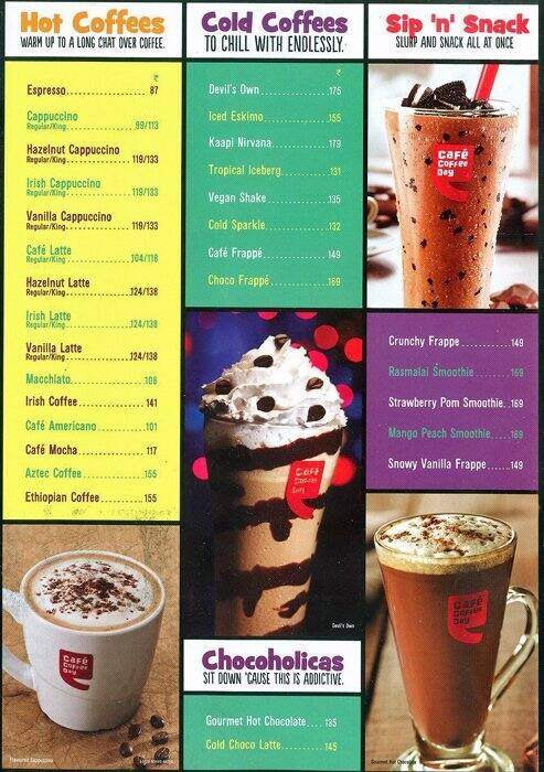 Menu at Cafe Coffee Day, Mumbai, 400067