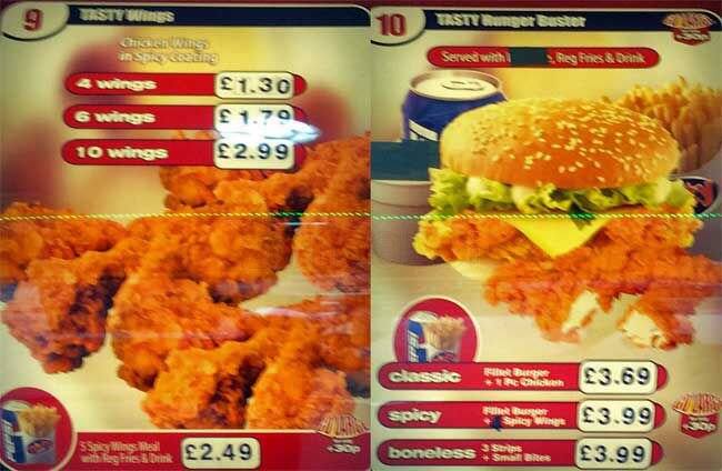 Menu at Tasty Chicken fast food, London, 233 Lower Clapton Rd