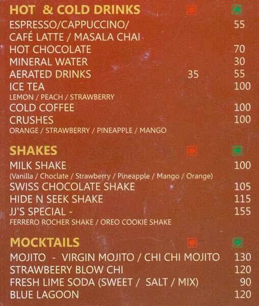 Menu at JJ's Road House Cafe, Gurugram, Fuel Junction