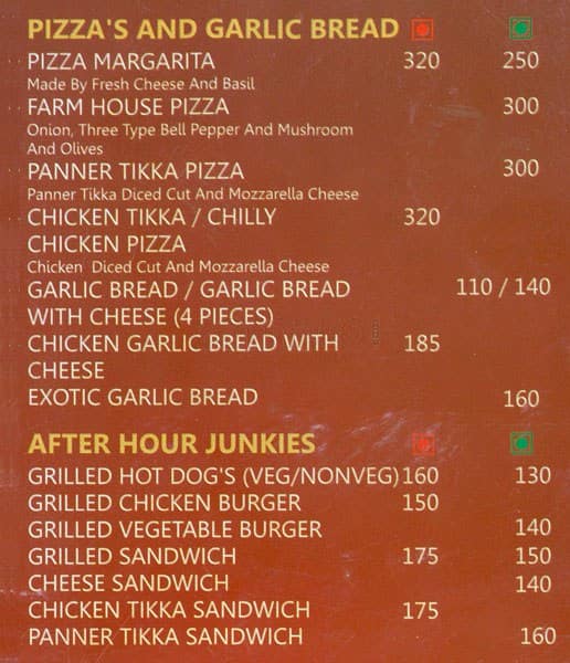 Menu at JJ's Road House Cafe, Gurugram, Fuel Junction