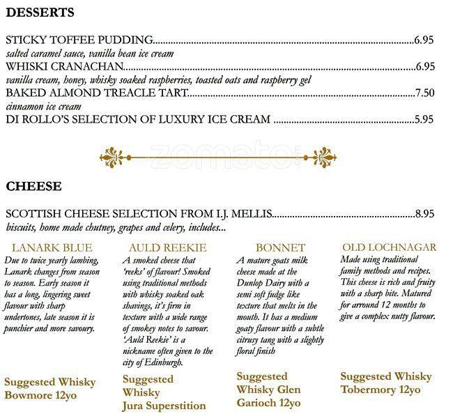 Menu at Whiski Rooms pub & bar, Edinburgh, 4-7 N Bank St