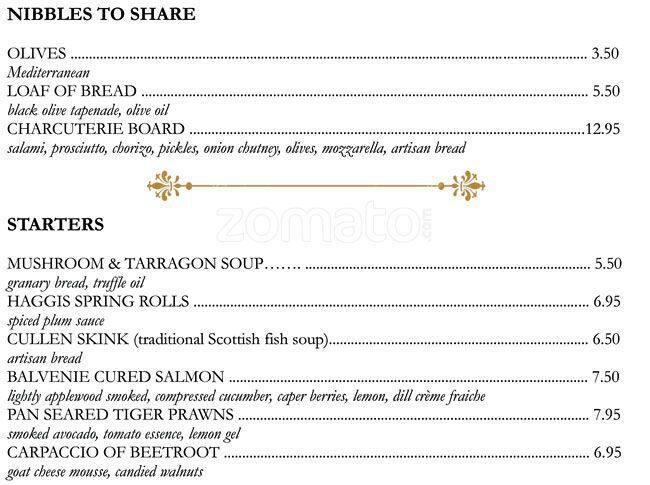 Menu at Whiski Rooms pub & bar, Edinburgh, 4-7 N Bank St