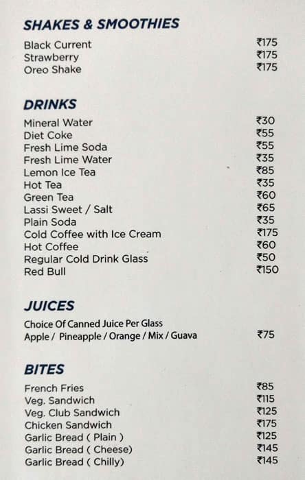 Menu at Roche, Ludhiana, SCF 13-12