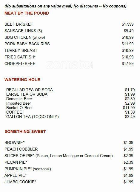Menu at Grady's Bar-B-Que, Converse, FM 78