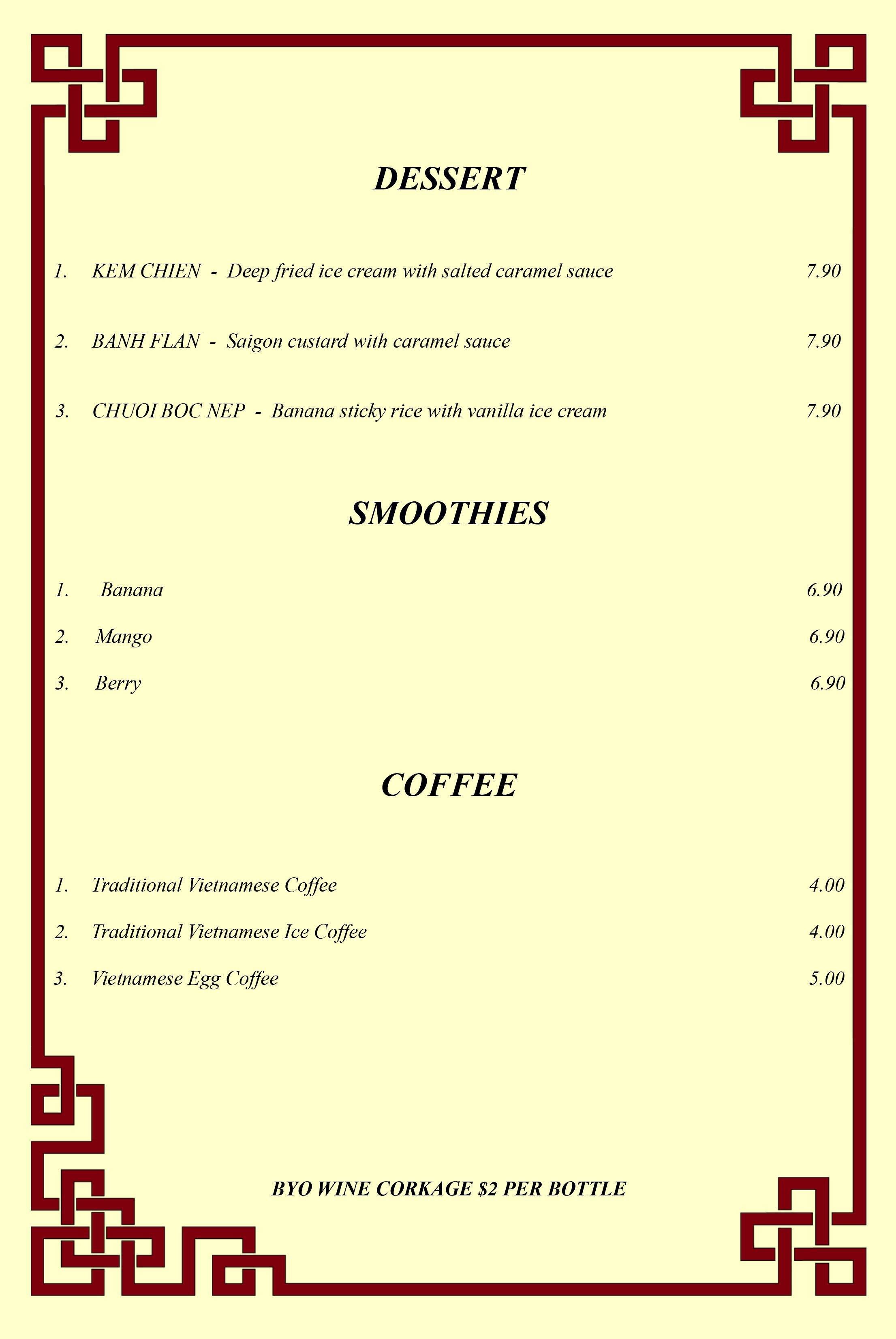 Menu at SAIGON SILVER SANDS restaurant, Mandurah