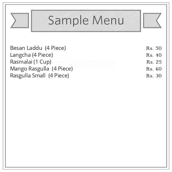 Menu of Misti House, Baghajatin, Kolkata