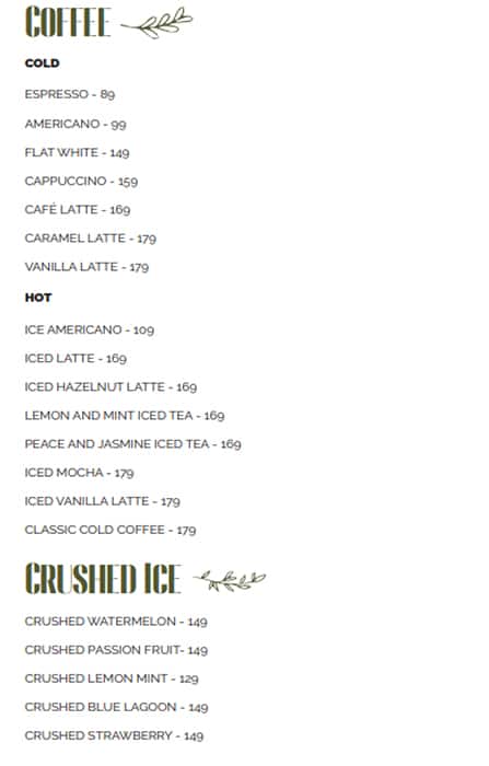 Menu at KOI all day cafe, Udaipur