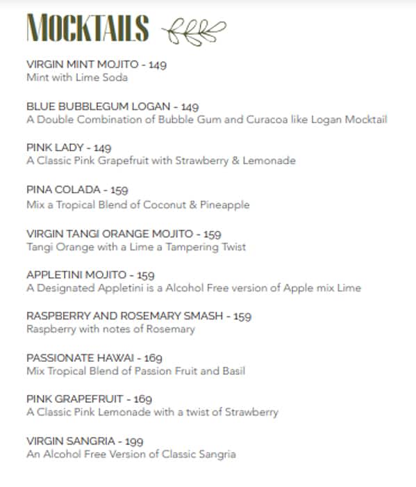 Menu at KOI all day cafe, Udaipur