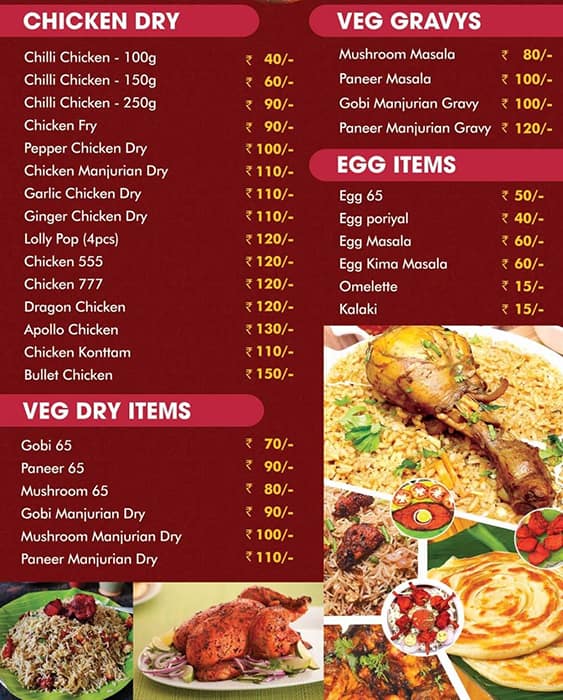 Menu of Royal Biryani & Fast Food, Suramangalam, Salem