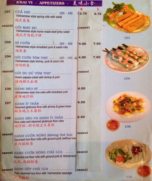 Menu at Pho Dau Bo Restaurant, Mississauga, Bristol Rd W
