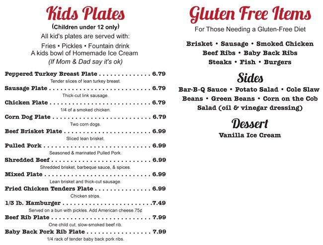 Menu at County Line BBQ, Austin, 5204 Ranch Rd 2222