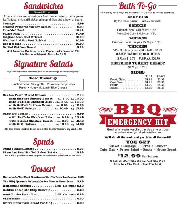 Menu at County Line BBQ, Austin, 5204 Ranch Rd 2222
