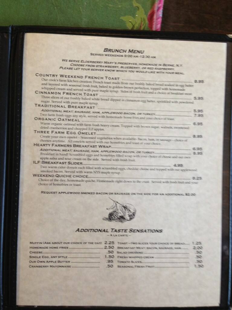 Menu at Indian Ladder Farms cafe, Guilderland Center, 342 Altamont Rd