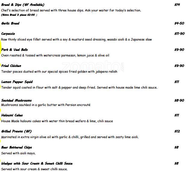 Menu at Raw Grocer cafe, Gold Coast