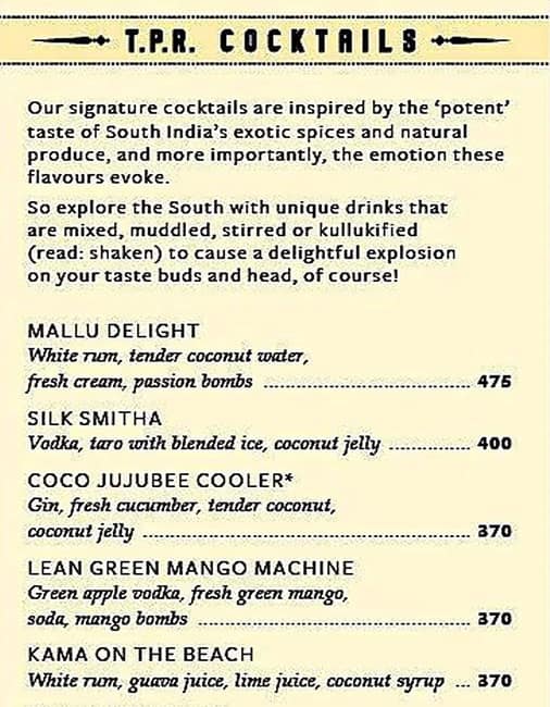 Menu at The Permit Room, Bengaluru, 298