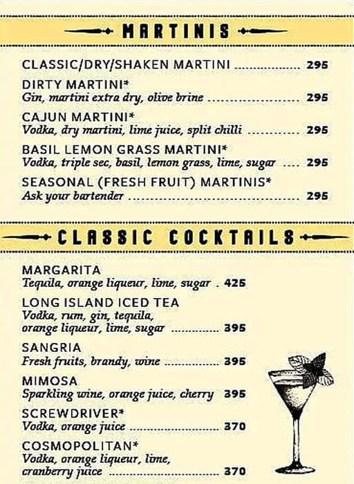 Menu at The Permit Room, Bengaluru, 298