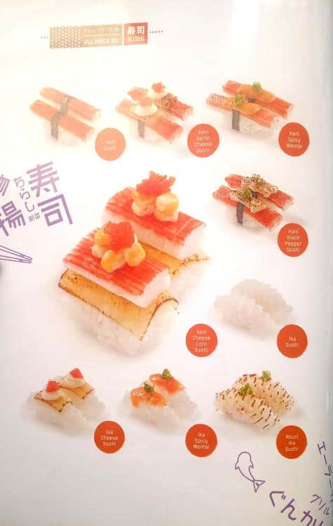 Menu at Sushi Go! restaurant, Curug Sangereng