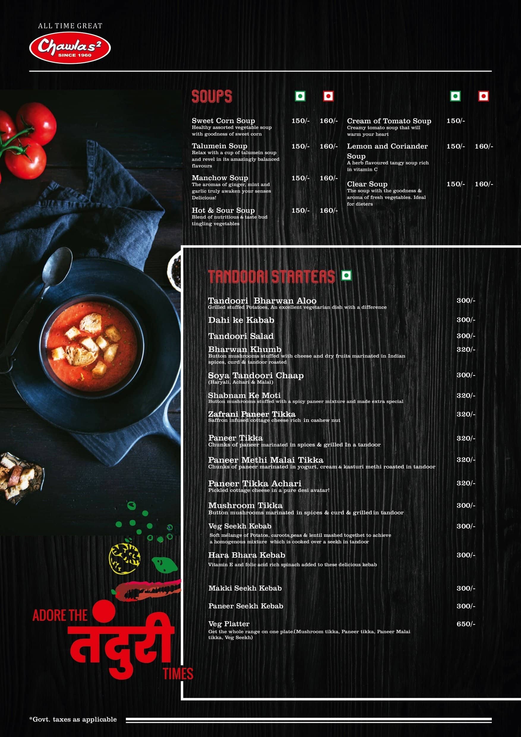 Menu of Chawla's 2, VIP Road, Zirakpur