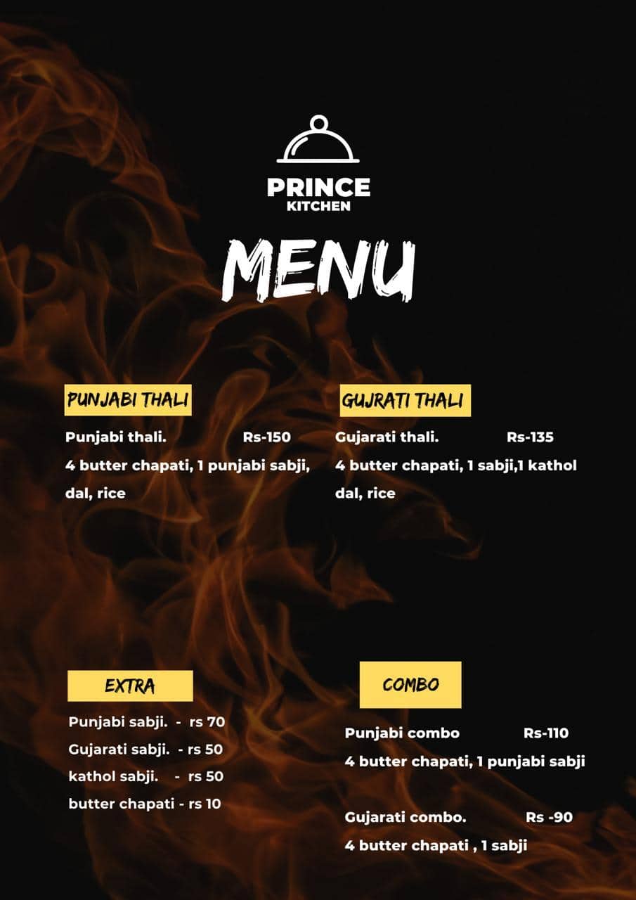 Menu of Prince Kitchen, Satellite, Ahmedabad