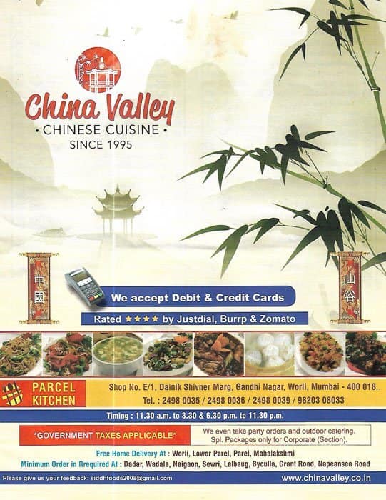China Valley Menu, Menu for China Valley, Prabhadevi, Mumbai - Zomato