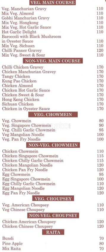 Menu at Rasoi, Noida, chakki wali gali