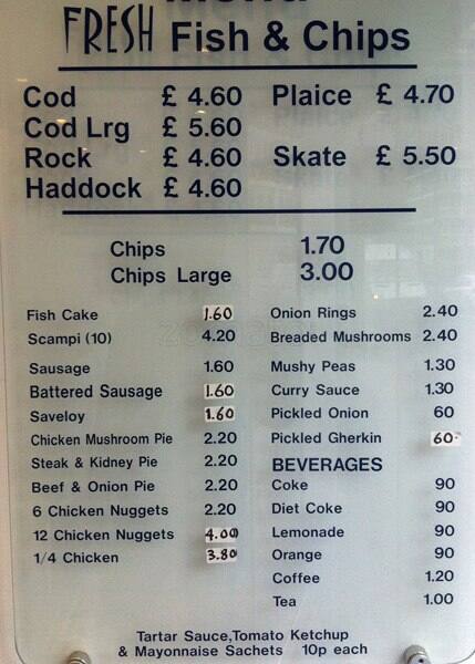 Menu at Fresh restaurant, London, 122 Upper Richmond Road