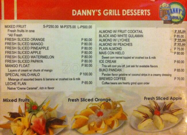 Menu at Danny's Grill & Sushi Bar Restaurant, Pasay
