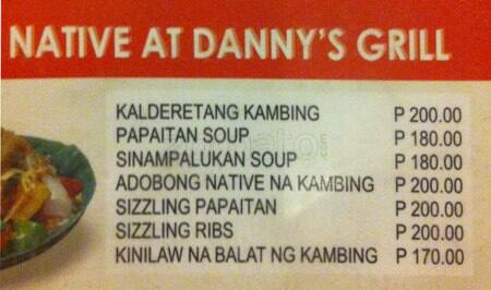 Menu at Danny's Grill & Sushi Bar Restaurant, Pasay