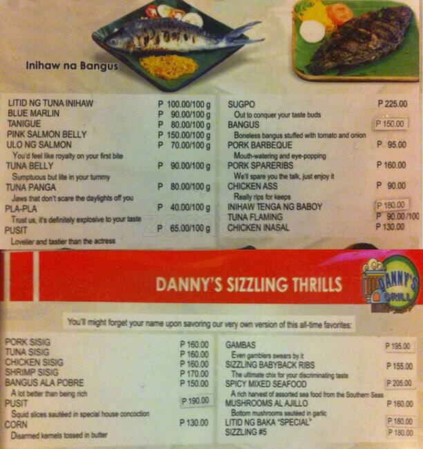 Menu at Danny's Grill & Sushi Bar Restaurant, Pasay