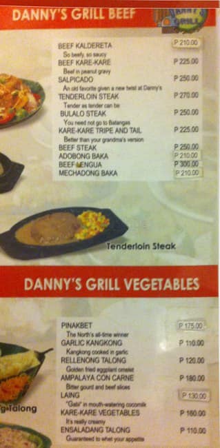 Menu at Danny's Grill & Sushi Bar Restaurant, Pasay