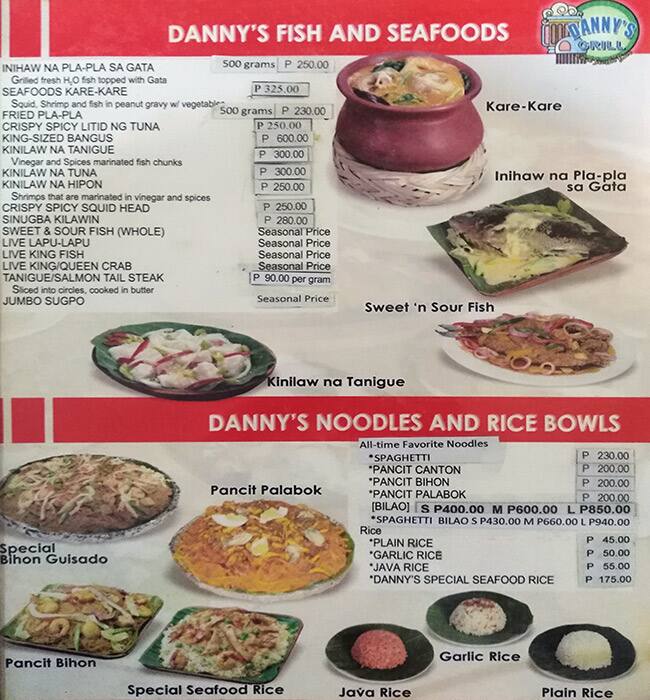 Carta de Danny's Grill and Sushi Bar Restaurant, Ciudad Quezon, 42 ...