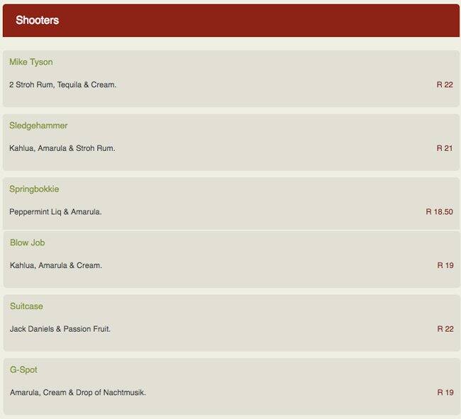 Menu at Pepper Chair restaurant, Centurion