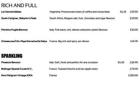 Menu at Iris restaurant, Edinburgh