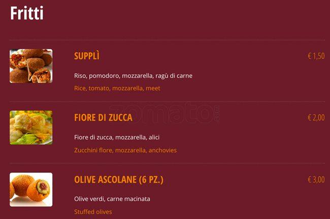 Menu da Buone Maniere pizzeria, Roma