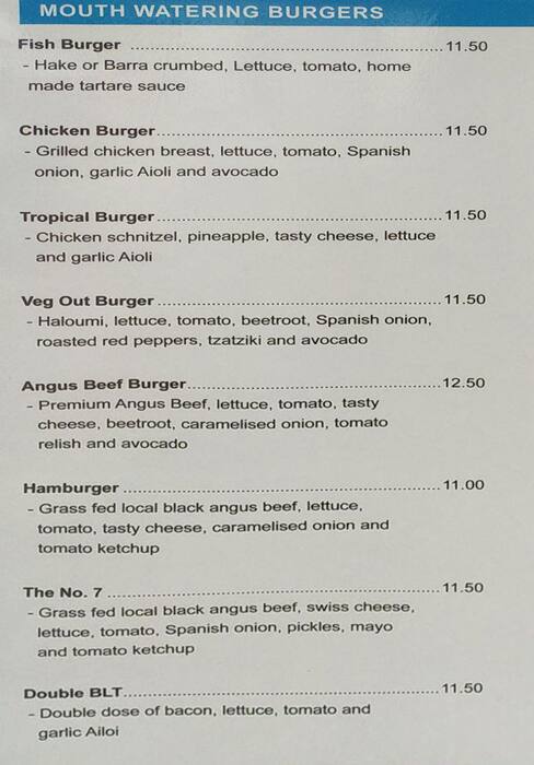 Menu at Samford Seafood & Burger Bar, Samford Village