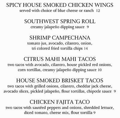 Menu at Courtyard Cafe, Austin